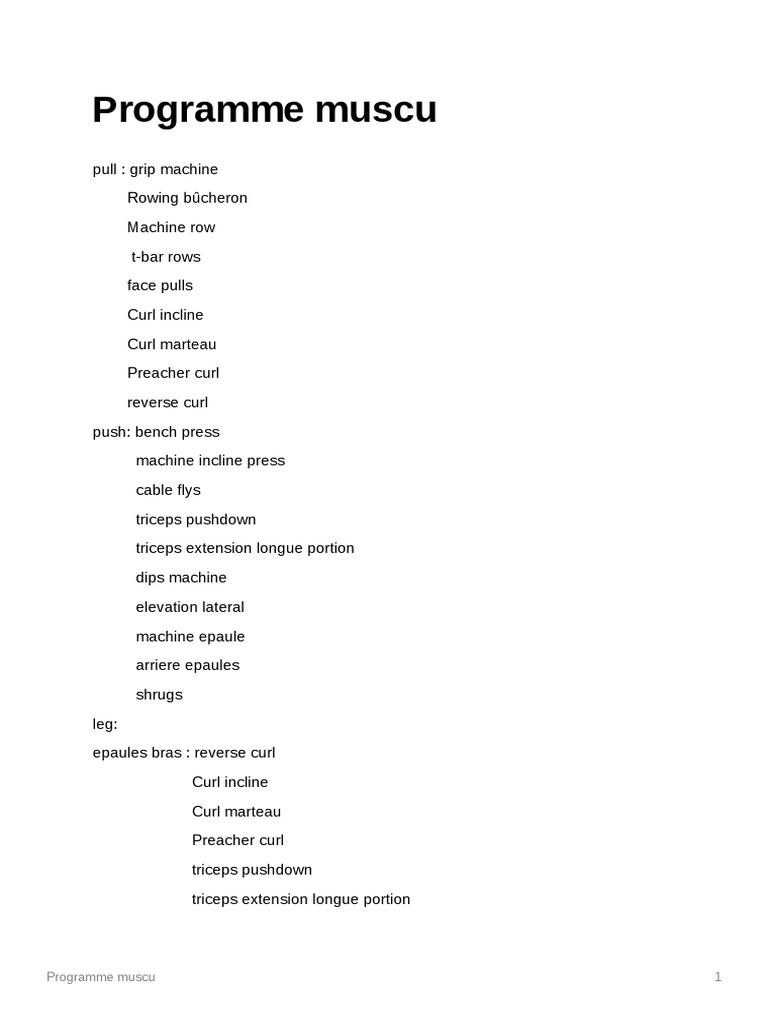 Programme Muscu | PDF