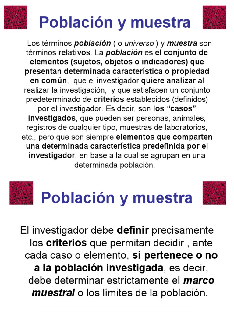 Población y Muestra | PDF | Muestreo (Estadísticas) | Probabilidad