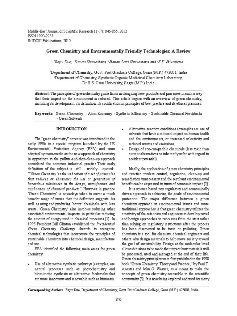 Green Chemistry Awards | PDF | Green Chemistry | Chemistry