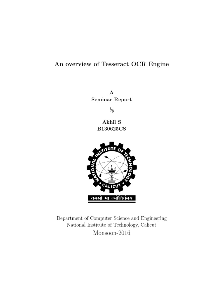 An Overview of Tesseract OCR Engine | PDF | Optical Character Recognition