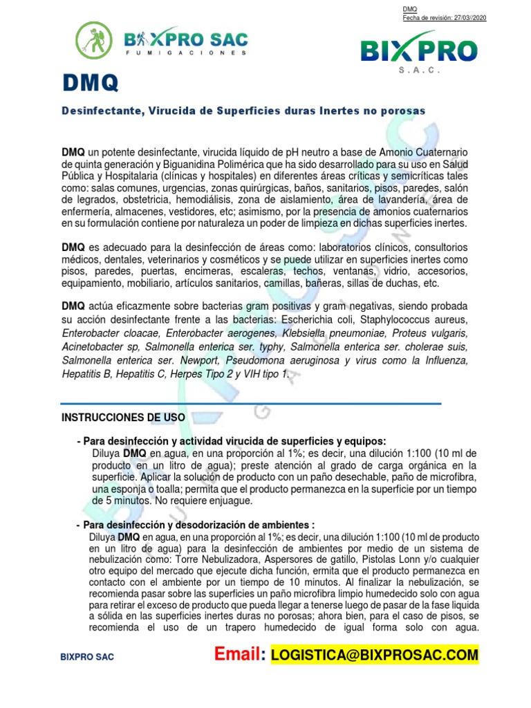 Ficha-Técnica-Dmq - Bixpro Sac | PDF | Agua | Química