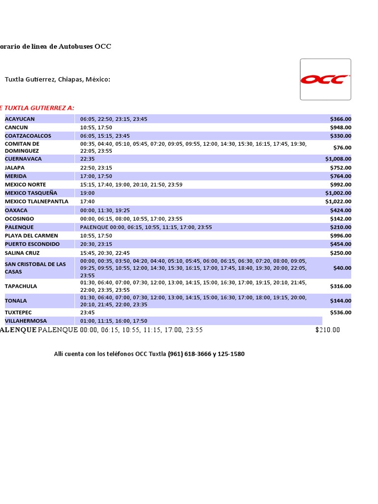 Horario de Linea de Autobuses OCC | PDF