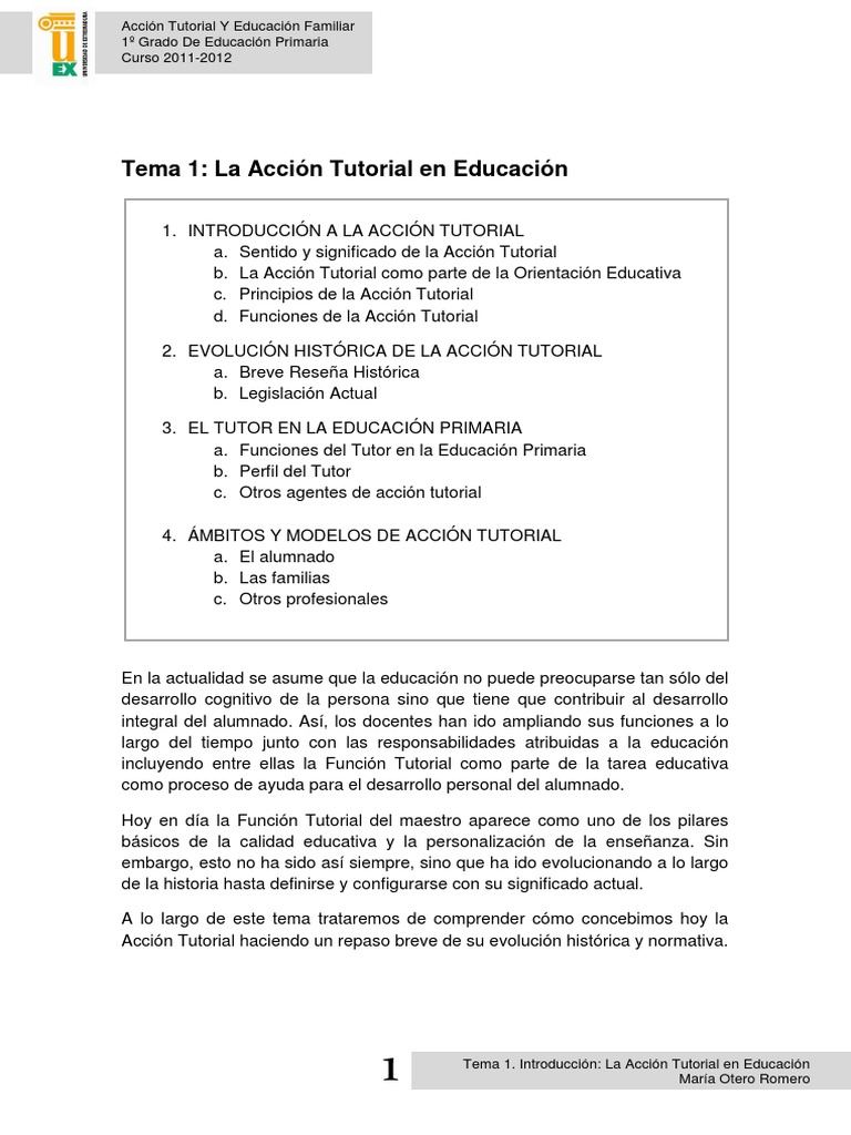 La Accion Tutorial en Educacion | PDF | Educación primaria | Maestros