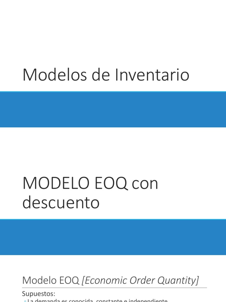 7D. Modelos de Inventario - EOQ Con Descuento | PDF | Inventario | Business