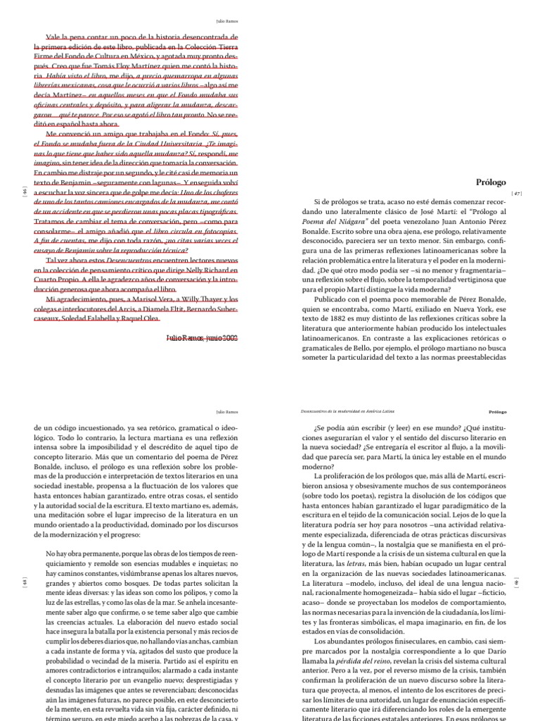 RAMOS, J. Prólogo y Límites de La Autonomía Periodismo y Literatura ...