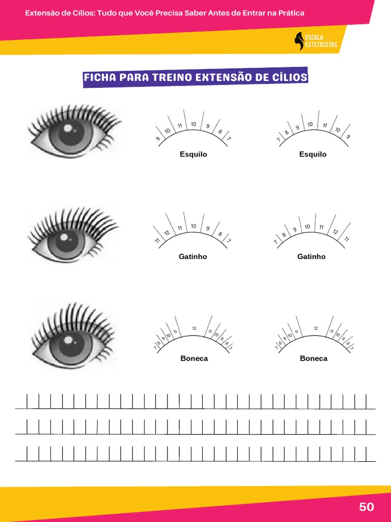 Ficha de Treino Extensão de Cílios Larissa Costa | PDF