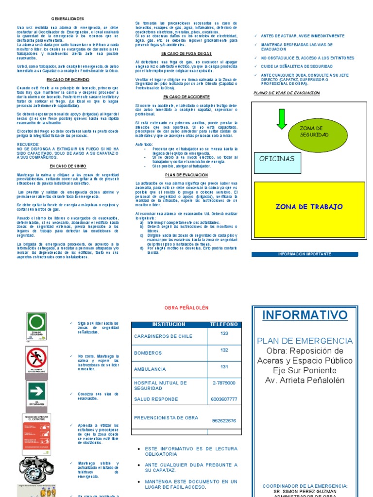 Triptico Plan Emergencia - Peñalolén | PDF