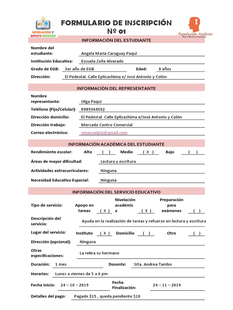 Formulario Inscripción Nivelación y Refuerzo Académico | PDF | Maestros | Modificación de ...