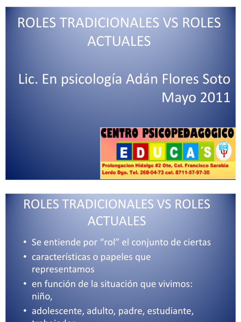 Roles Tradicionales Vs Roles Actuales Pdf