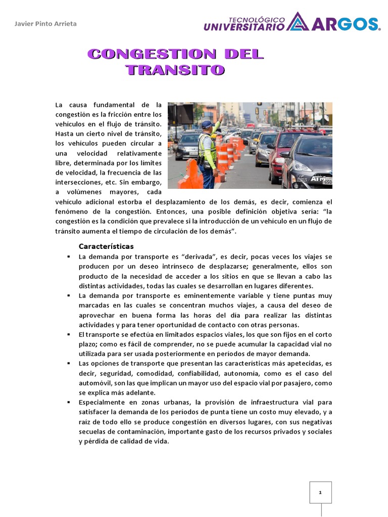 Análisis de la congestión del tránsito y sus causas principales | PDF ...