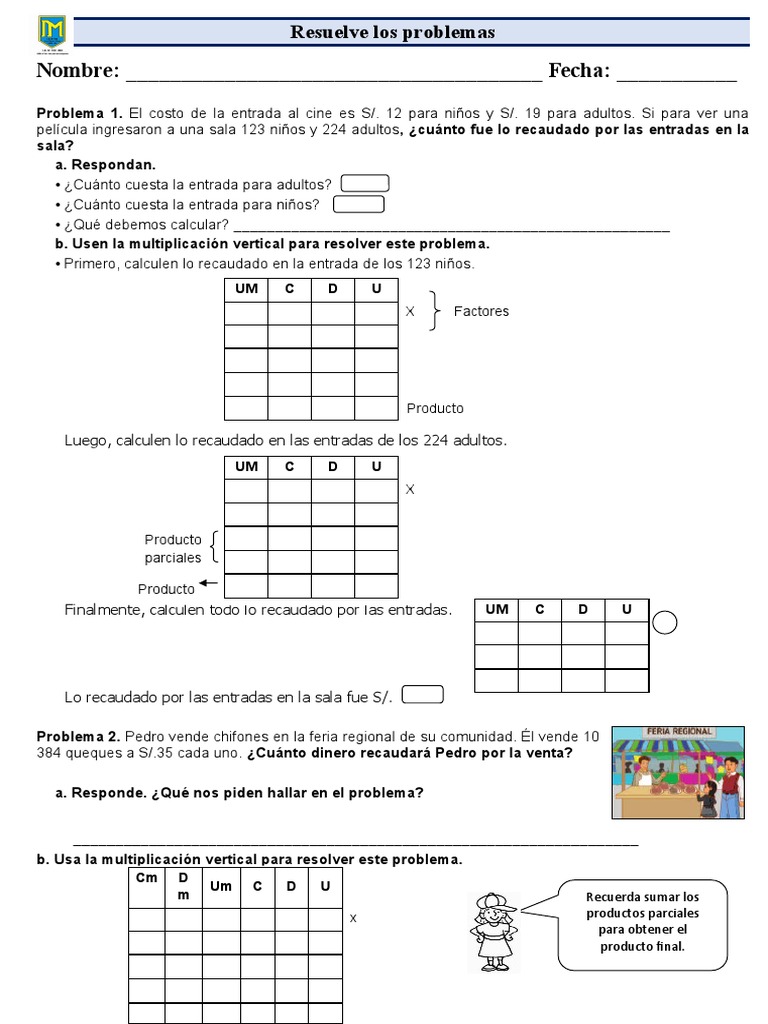 Ficha 5 Problemas de Multiplicación | PDF | Multiplicación