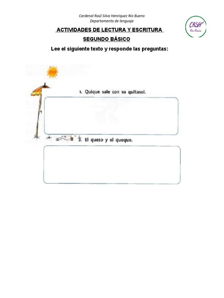 ACTIVIDADES DE LECTURA Y ESCRITURA SEGUNDO BÁSICO | PDF