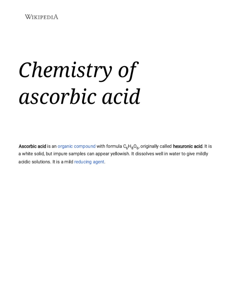 Ascorbic Acid Chemistry Overview | PDF | Vitamin | Vitamin C