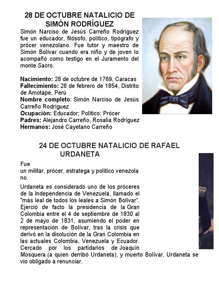 28 de Octubre Natalicio de Simón Rodríguez | PDF | Navidad | Nochebuena