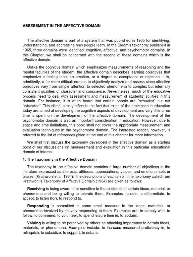Assessment in Affective Domain | PDF | Motivation | Motivational