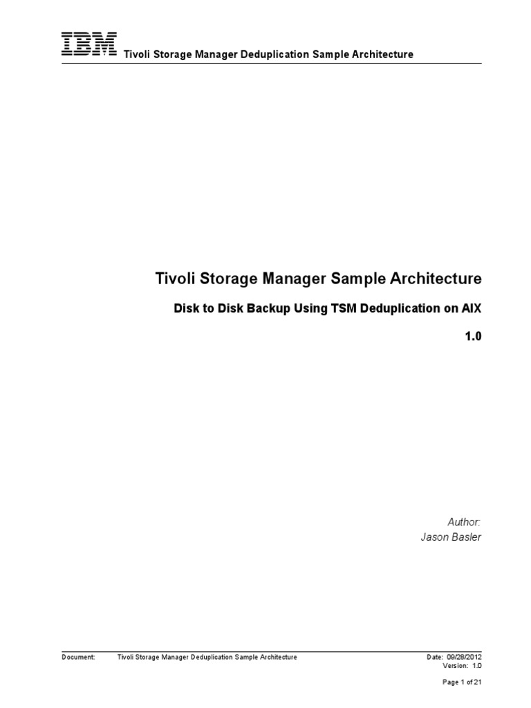 TSM Dedup Sample Architecture - v1.0 | Download Free PDF | Backup | Computer Data Storage