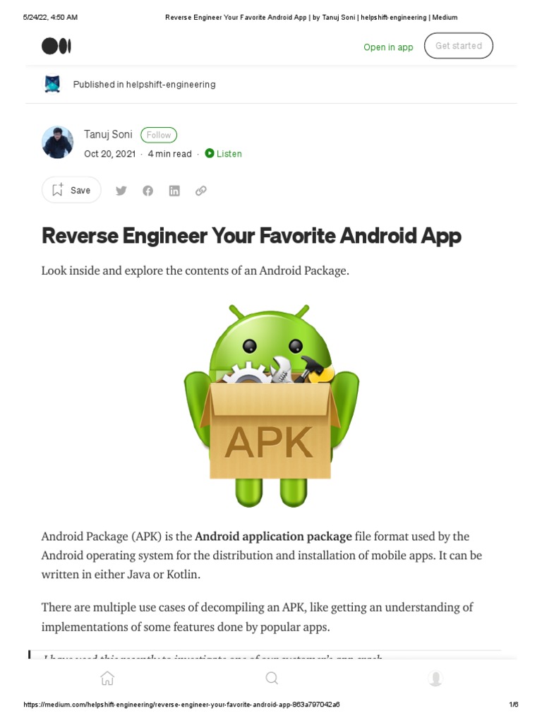 Reverse Engineer Your Favorite Android App By Tanuj Soni Helpshift Engineering Medium