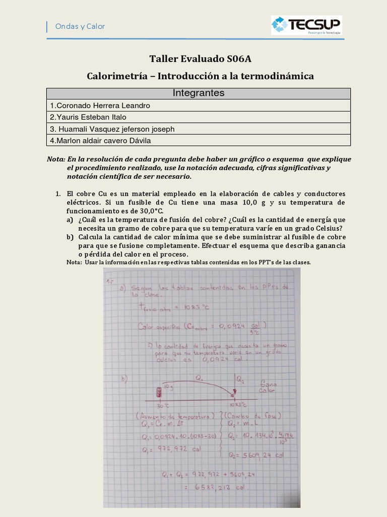 Taller Evaluado S06A OC 2022-2 | PDF | Calor | Temperatura Taller Evaluado S06A OC 2022-2 | PDF | Calor | Temperatura