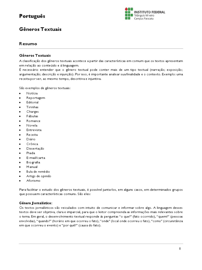 Lista Gêneros | PDF