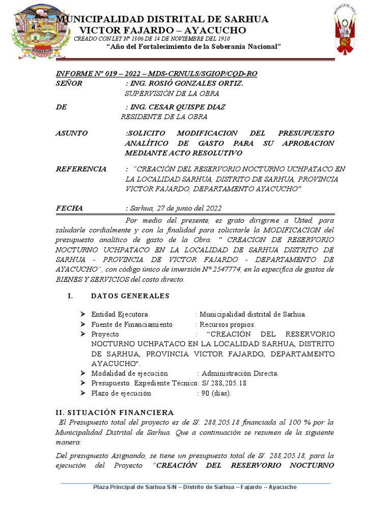 Informe Modificacion Analitico Final | Descargar gratis PDF ...