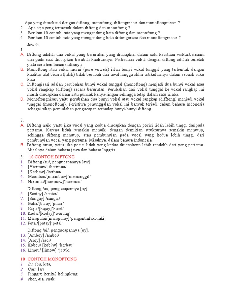 Diftong | PDF | Seni & Disiplin Bahasa | Kajian Bahasa Asing