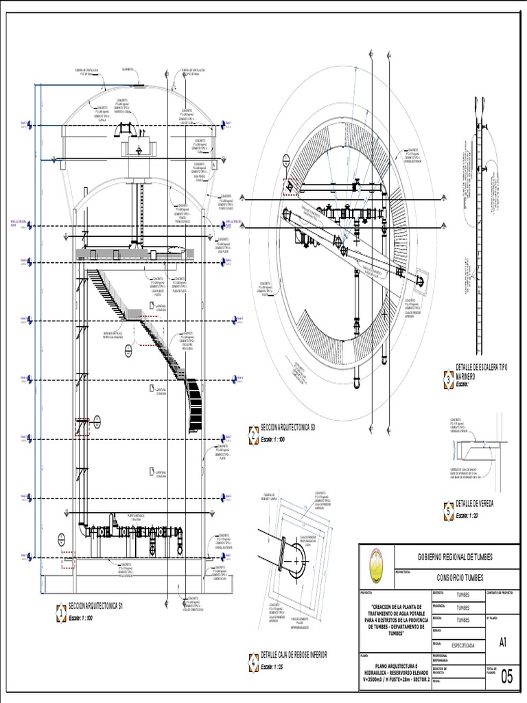 Reservorio Elevado 1000 - 28 - Cabecera - Plano - A1 - Arquitectura | PDF