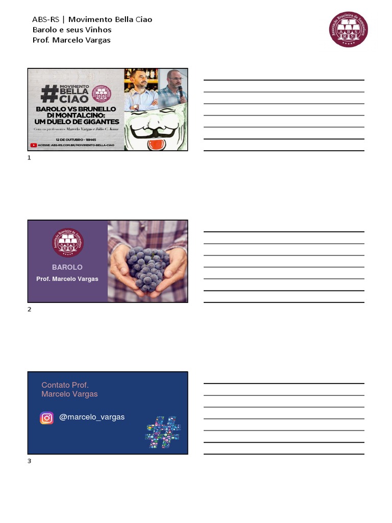 Resumo Aula - Barolo e Seus Vinhos | PDF | Vinhos | Vitis