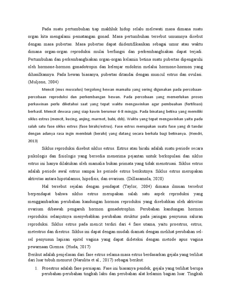 Fase dan Siklus Estrus Mencit | PDF