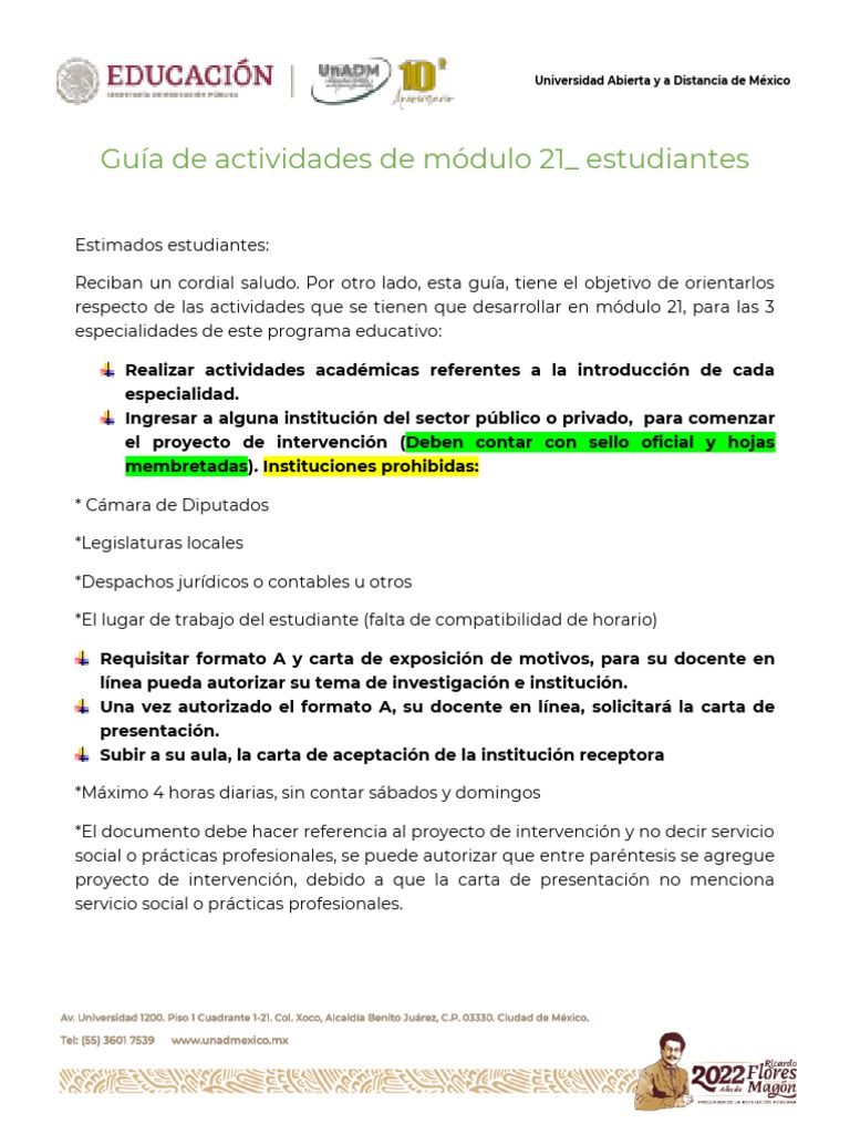 Estudiantes - Guía de Actividades de Módulo 21 | PDF | México