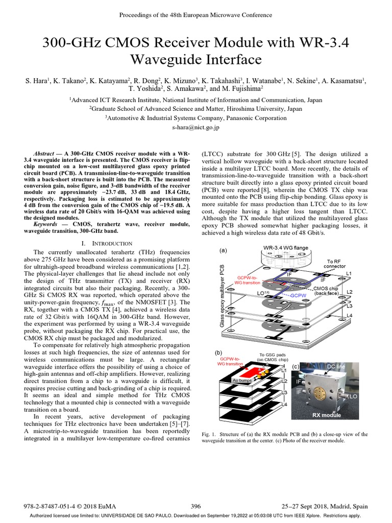300-GHz CMOS Receiver Module With WR-3.4 Waveguide Interface | PDF | Terahertz Radiation ...