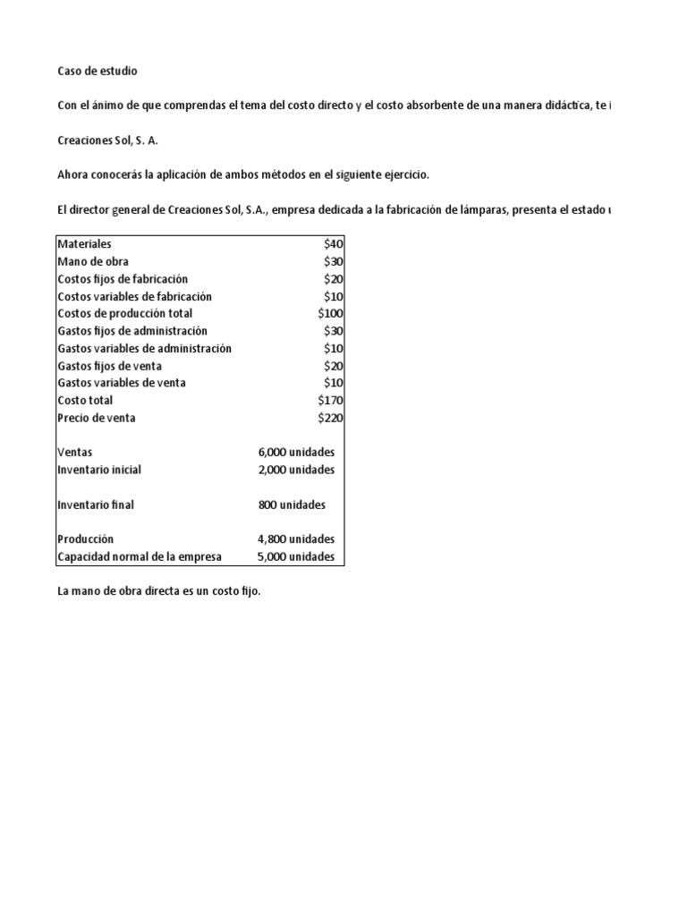 Costeo Directo y Costeo Absorbente | PDF | Economias | Business