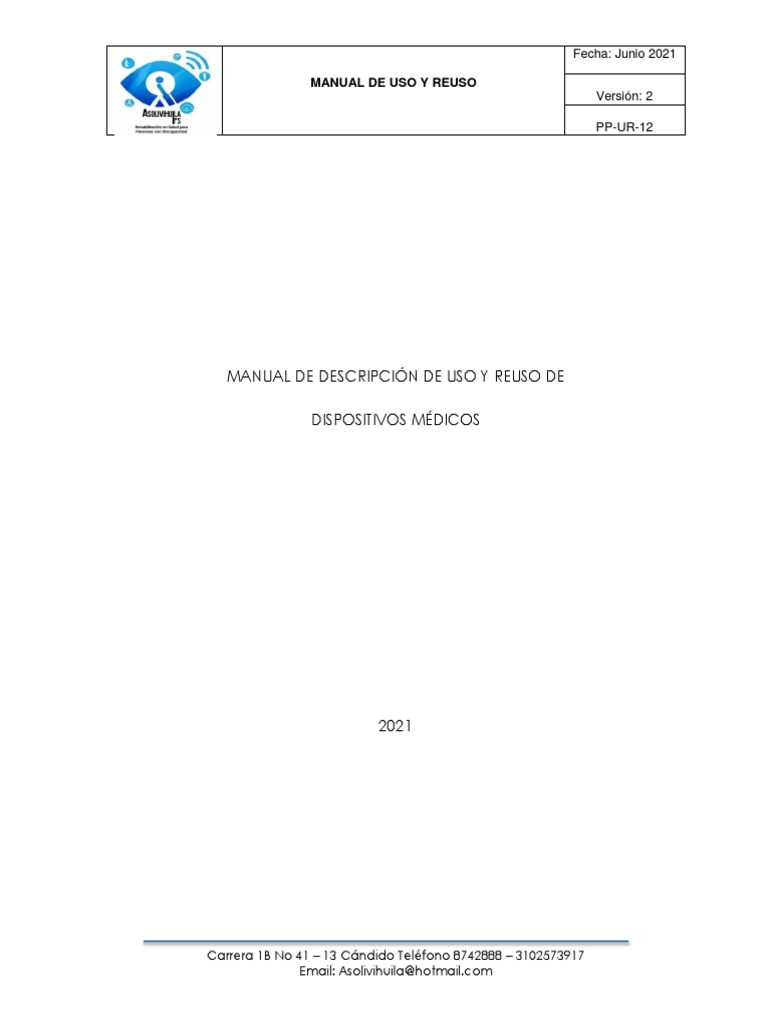 Manual de Uso y Reuso 2022 | PDF | Infección adquirida en el hospital | Hospital