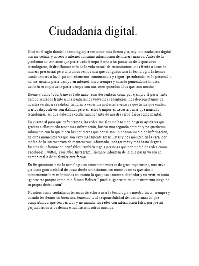 Ensayo Ciudadanía Digital. | PDF