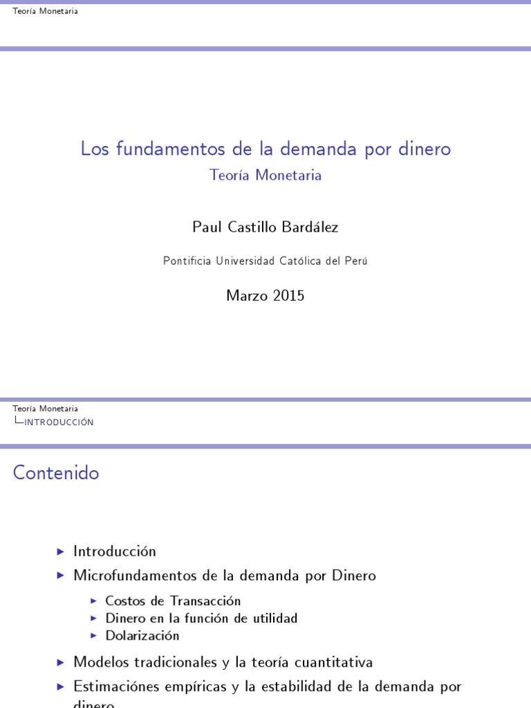 Clase 2 Demanda Por Dinero | PDF | Monetarismo | La política monetaria
