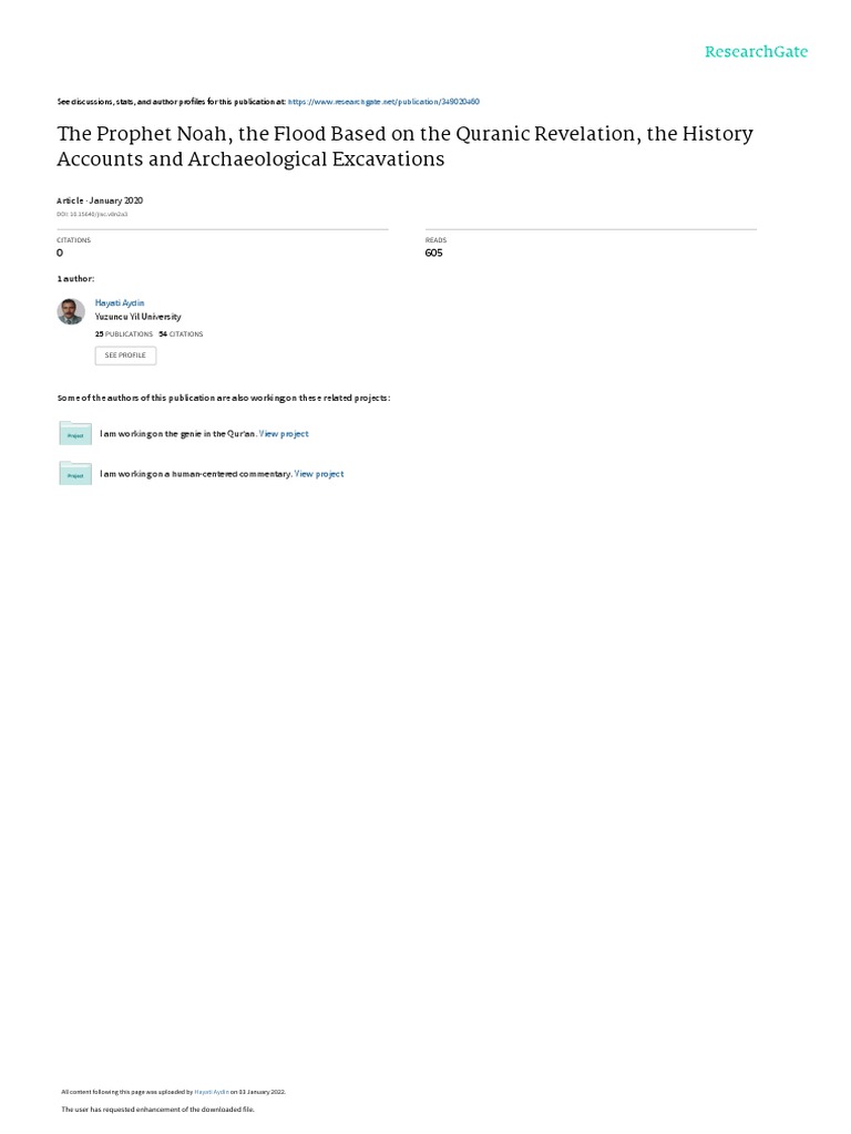 The Prophet Noah, The Flood Based On The Qurānic Revelation, The ...