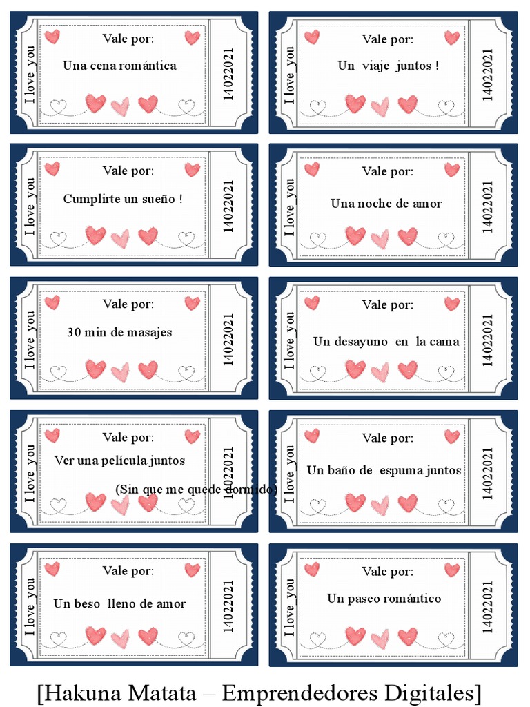 30 Vales para Enamorados (AZUL) | PDF