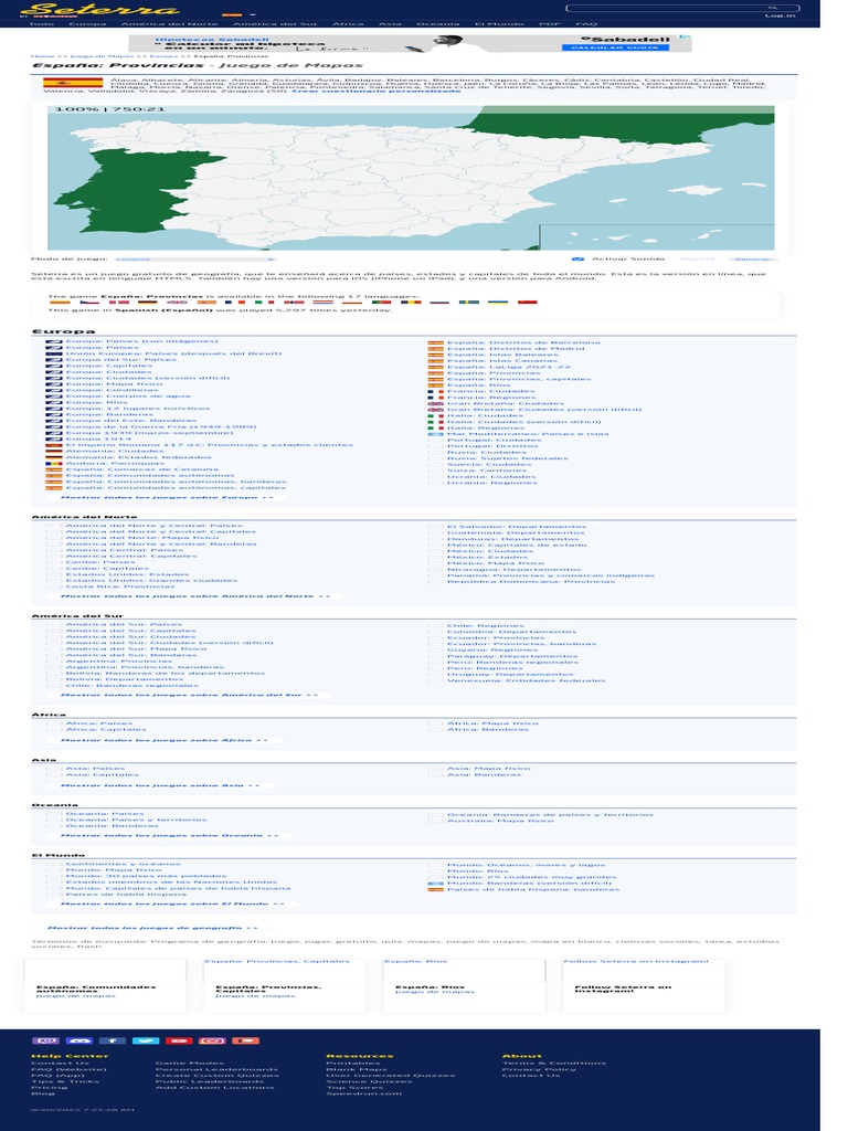 Juego de Mapas: Provincias de España | PDF | Américas | América del Sur
