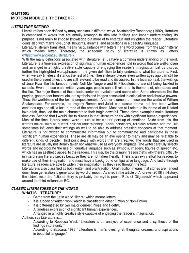 Midterm Module 1 - The Take Off | PDF | Poetry | Narrative