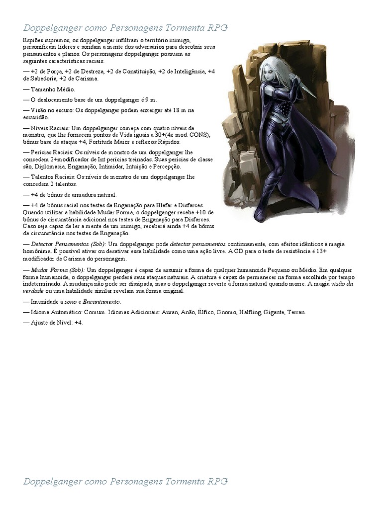 Doppelganger em Tormenta RPG | PDF | Pensamento | Jogos de RPG