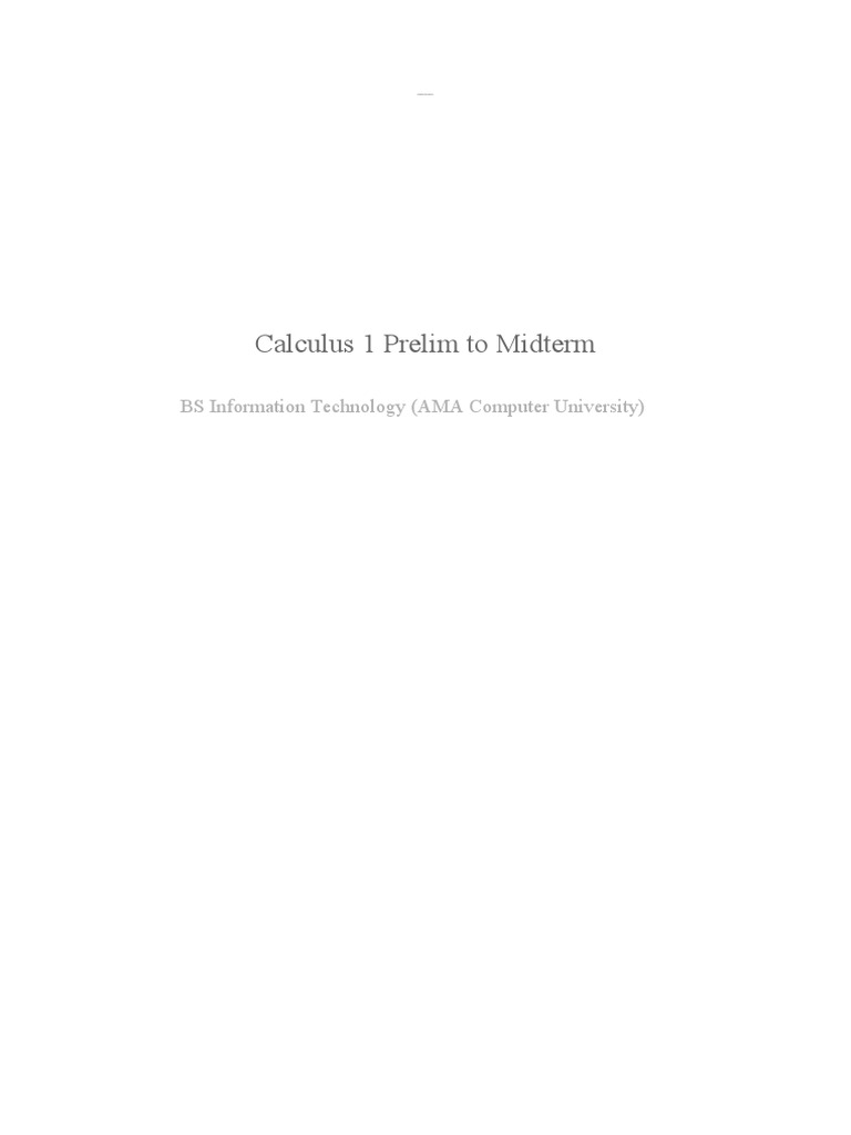 Calculus 1 Prelim To Midterm | PDF | Slope | Tangent