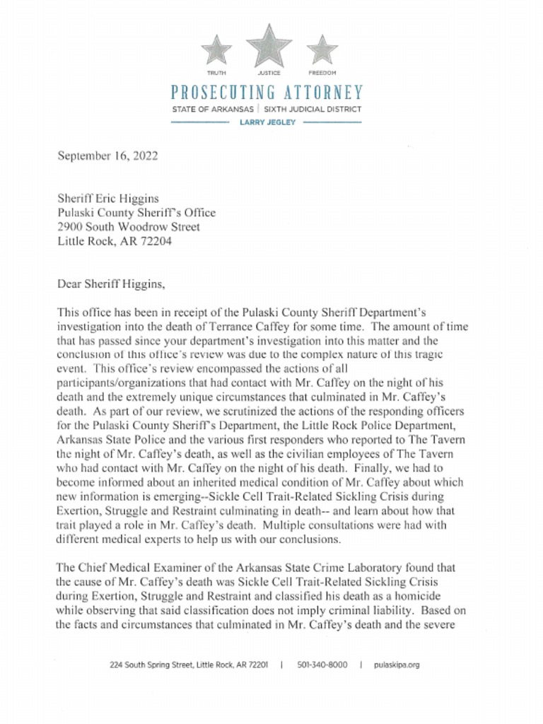 Prosecutor Letter To Sheriff Eric Higgins | PDF