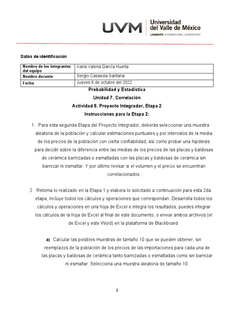 PIE2 Act8 | PDF | Intervalo de confianza | Desviación Estándar