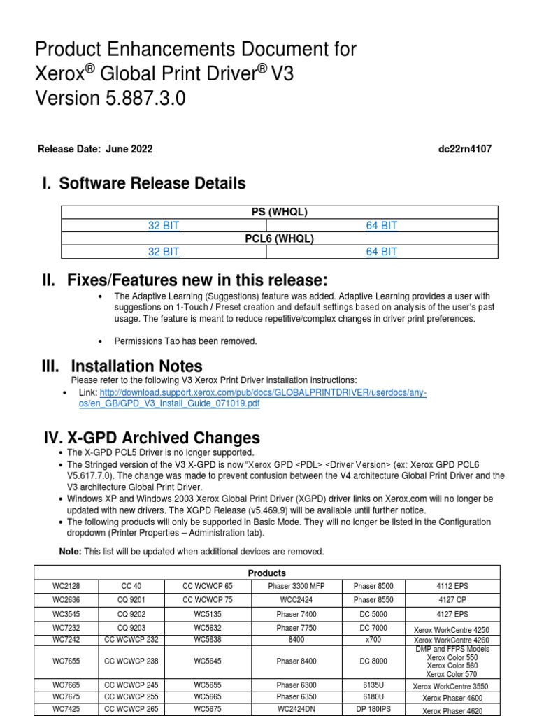 X-Global Print DriverProduct Enhancements Document 5.887.3.0v2 | PDF ...