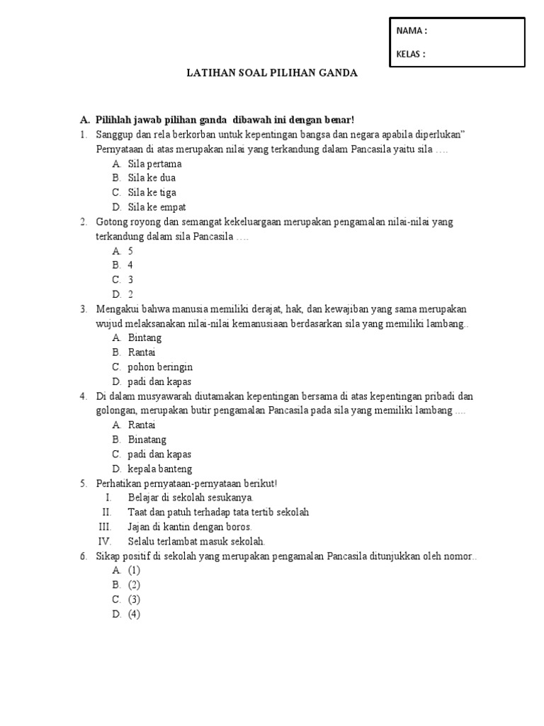 Latihan Soal Pilihan Ganda | PDF