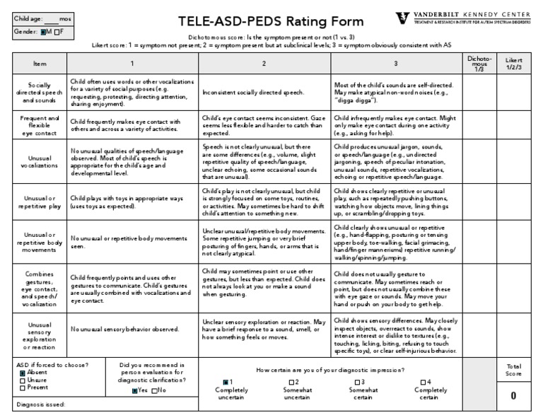 ASD PEDS Rating Form | PDF | Gesture | Autism Spectrum
