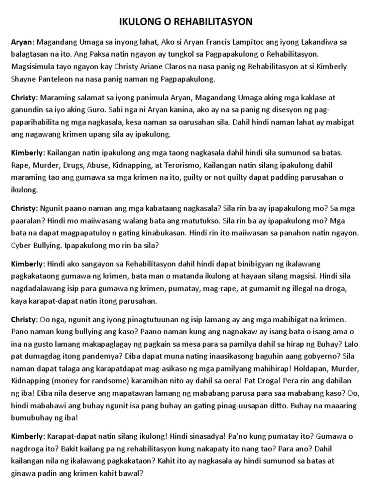 Script For The Debate | PDF