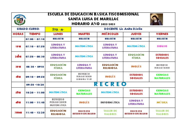 Horario - 2022 2023 | PDF