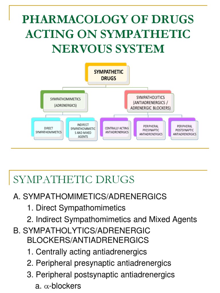 Pharmacology of Drugs Acting On Sympathetic Nervous System | PDF ...