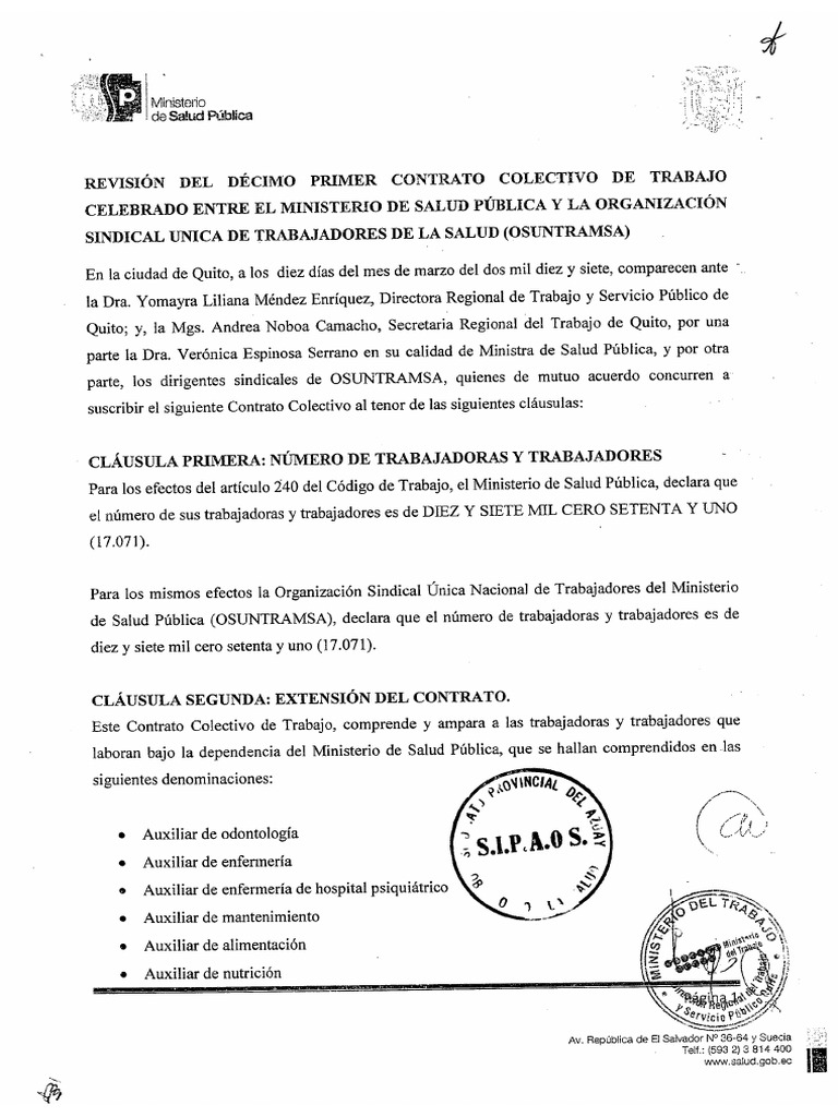 Decimo Primer Contrato Colectivo Revisión | PDF