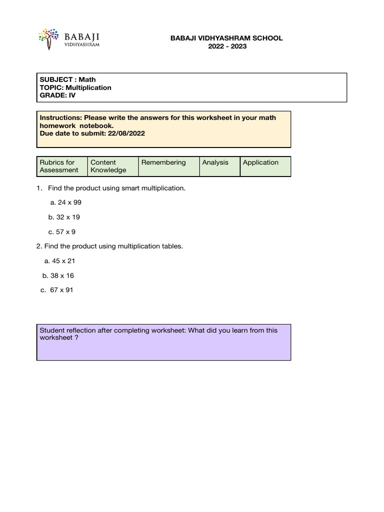 Grade-4 August Practice Worksheet-2 | PDF